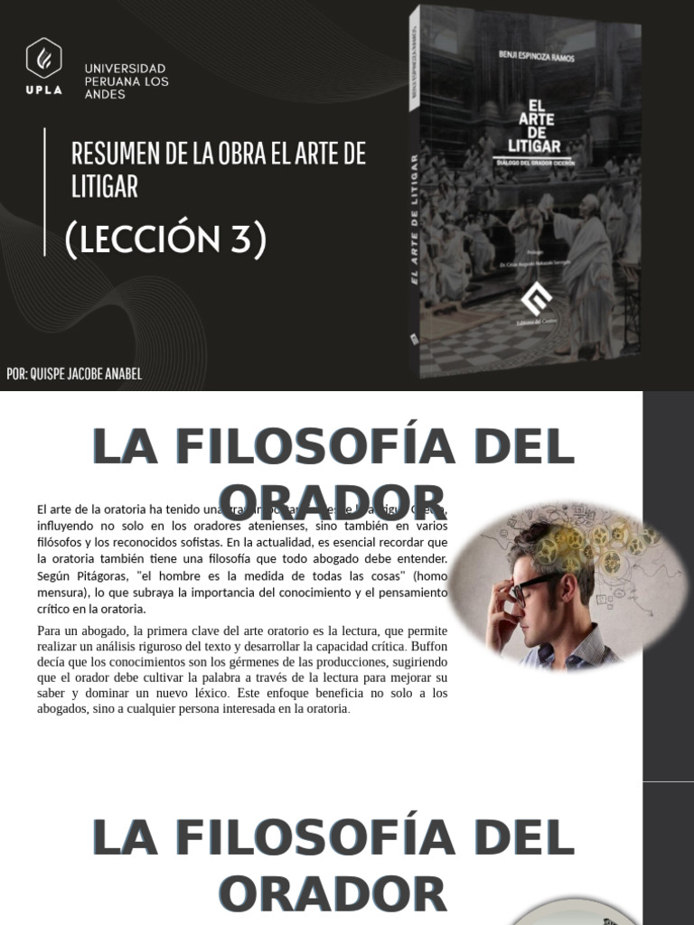 El Arte de Litigar Leccion 3, 4 y 5 - Quispe Jacobe | PDF | Hablar en ...