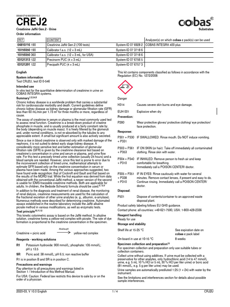 CREJ2 (Urine) .0004810716190COIN.V10.en | PDF | Creatinine | Kidney