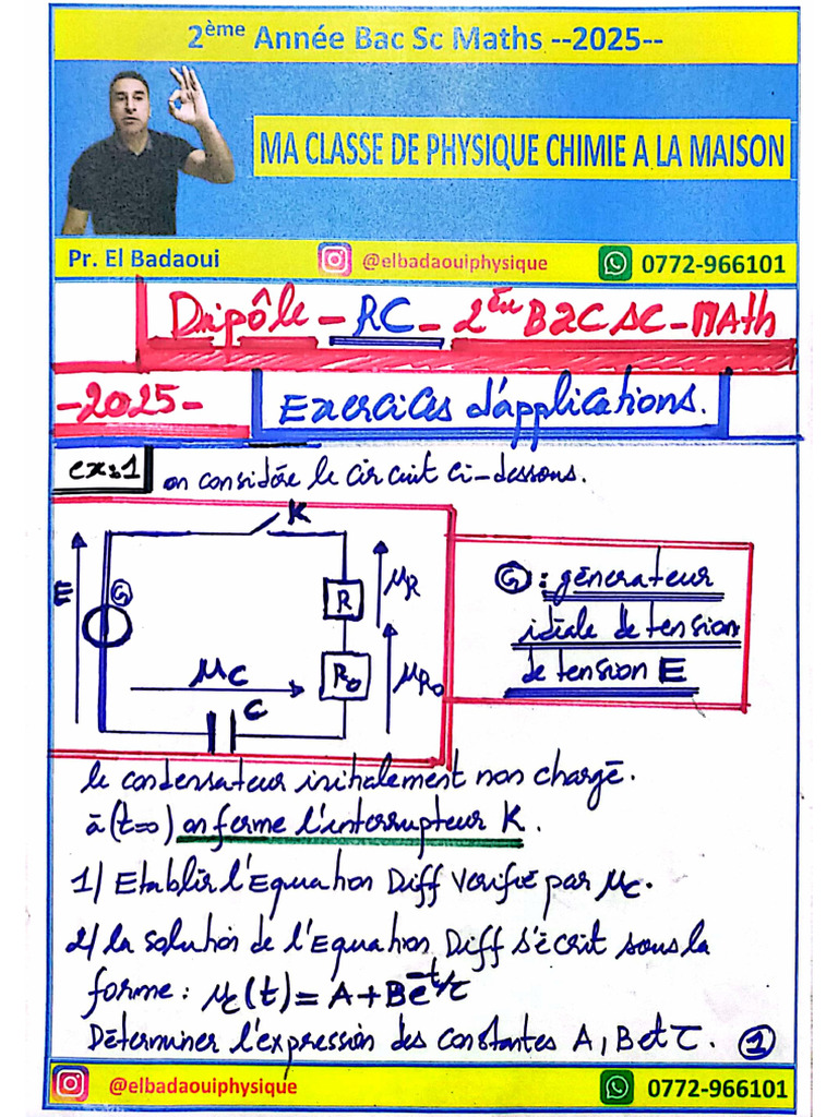 Série de RC Deuxième Bac SC Math - 2025 - Prof El Badaoui | PDF