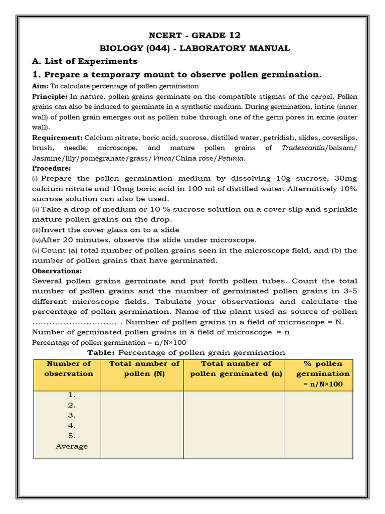G 12 Bio Practical - NCERT | PDF | Meiosis | Dominance (Genetics)