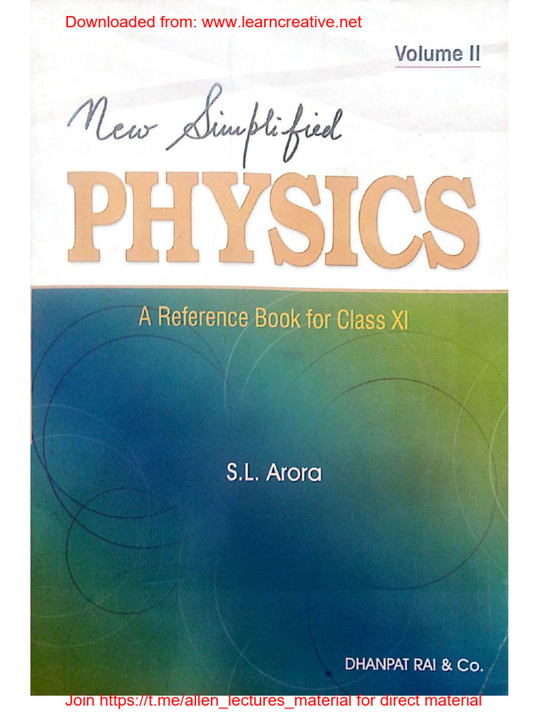 Sl Arora Physics Class 11 Vol 2 Compress | PDF