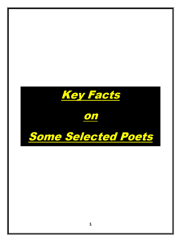 Online (5), Key Facts on Some Selected Poets ...