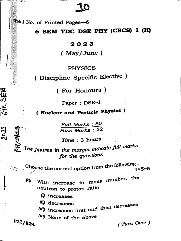 PHY 2023 6S DSE1.PDF - Crdownload | PDF | Neutron | Atomic Nucleus