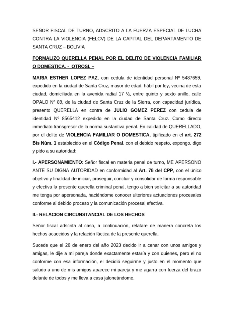 Modelo Querella | PDF | Queja | Justicia