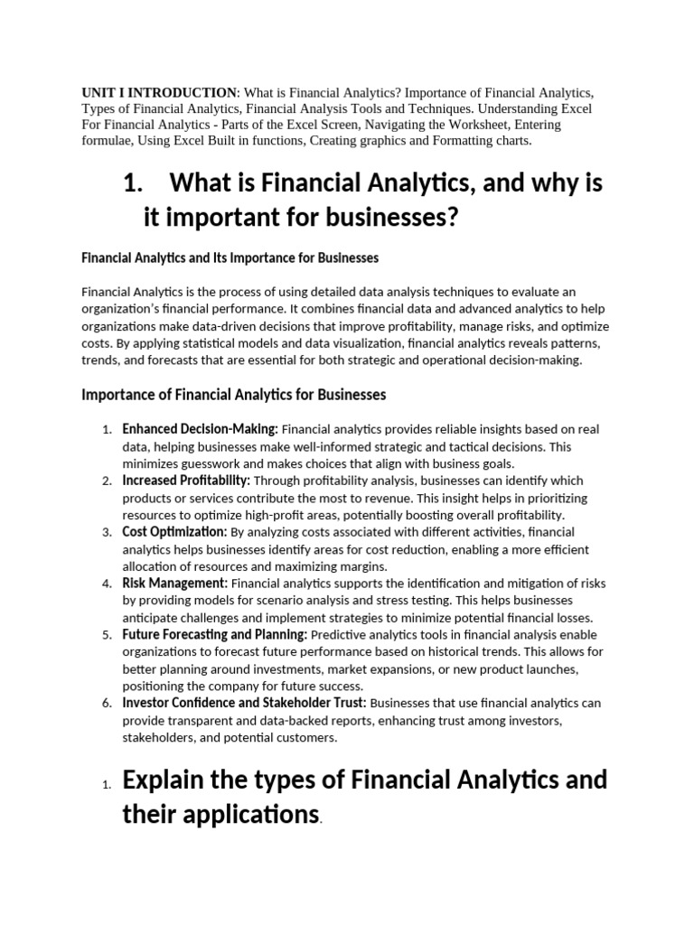 UNIT I FA | PDF | Analytics | Predictive Analytics