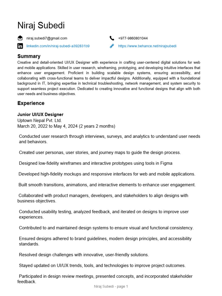 Resume - Niraj Subedi-3 | PDF