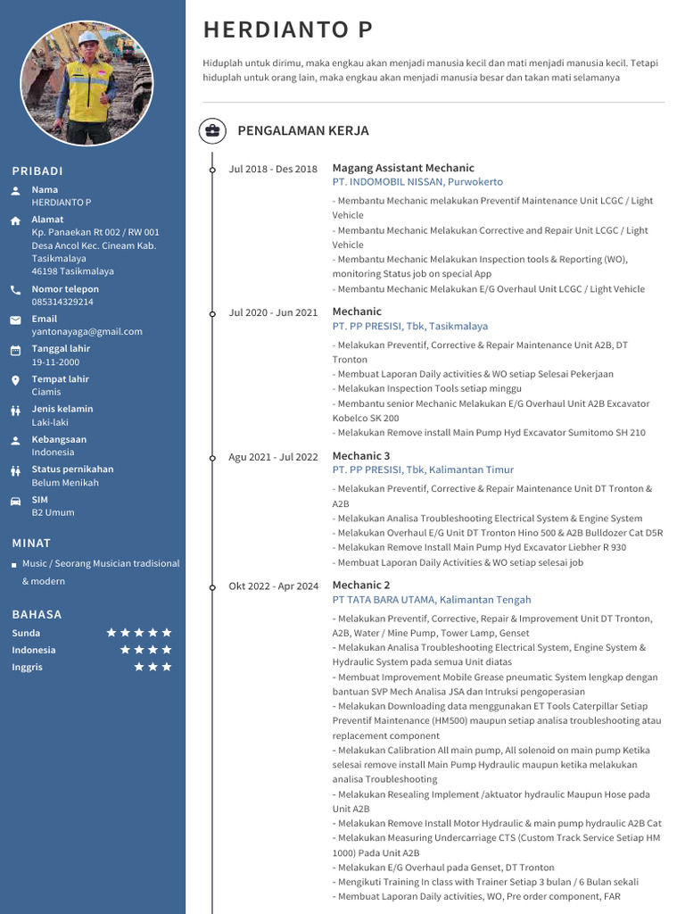 CV HERDIANTO MECH - Compressed - Compressed-Compressed-Compressed | PDF