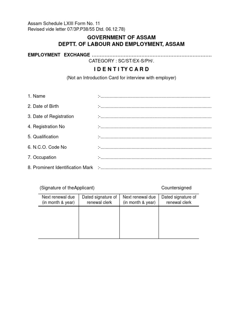 Employment Exng I-Card Eng. | PDF | Employment | Labor