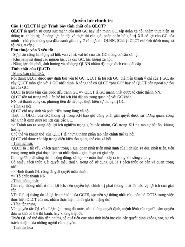 QUYN LC CHINH TR Docx | PDF