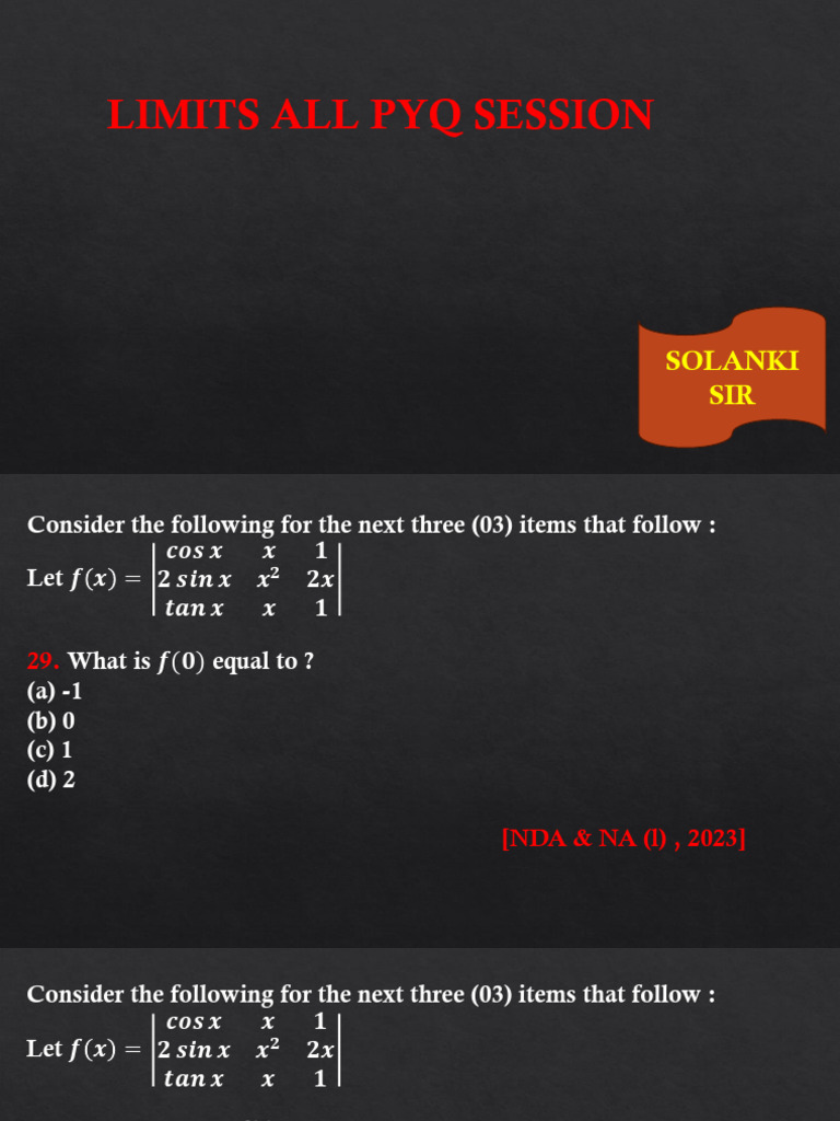 Limits All Pyq Session: Solanki SIR | PDF