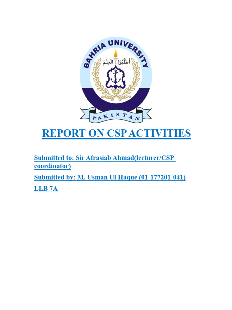 CSP Activities Report for Law Students | PDF