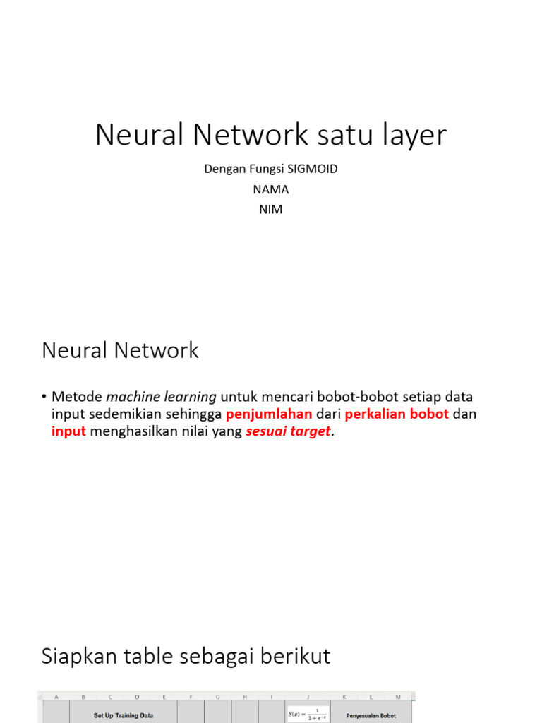 Neural Network Satu Layer | PDF