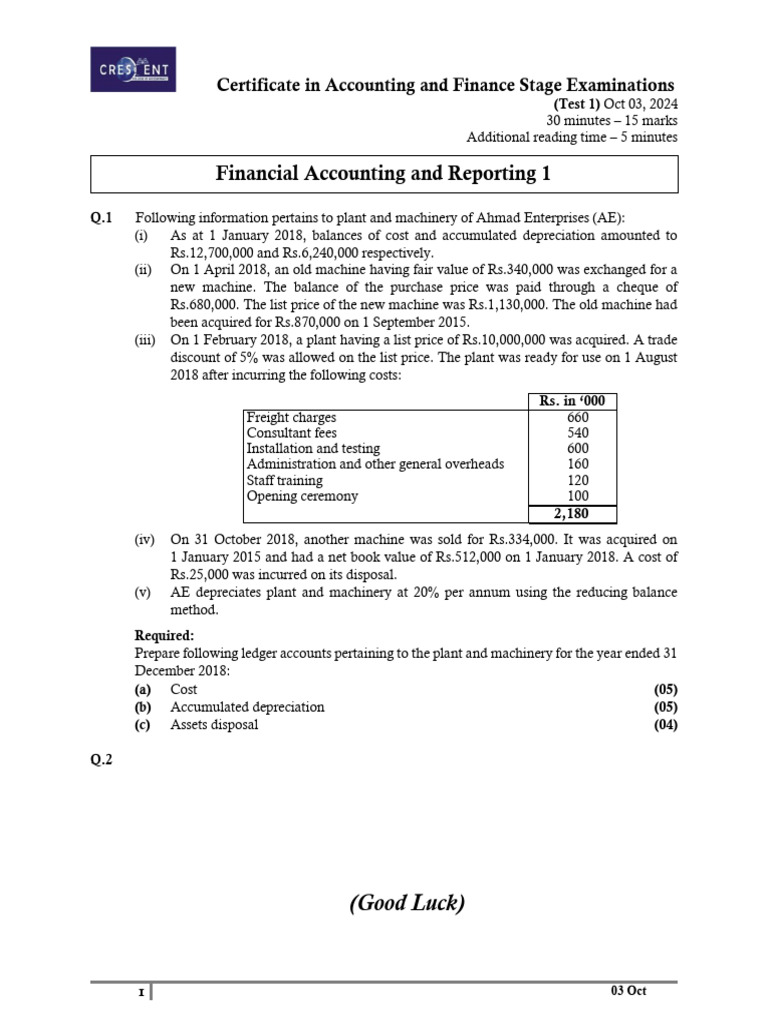 Accounting for Plant and Machinery | PDF | Depreciation | Discounting