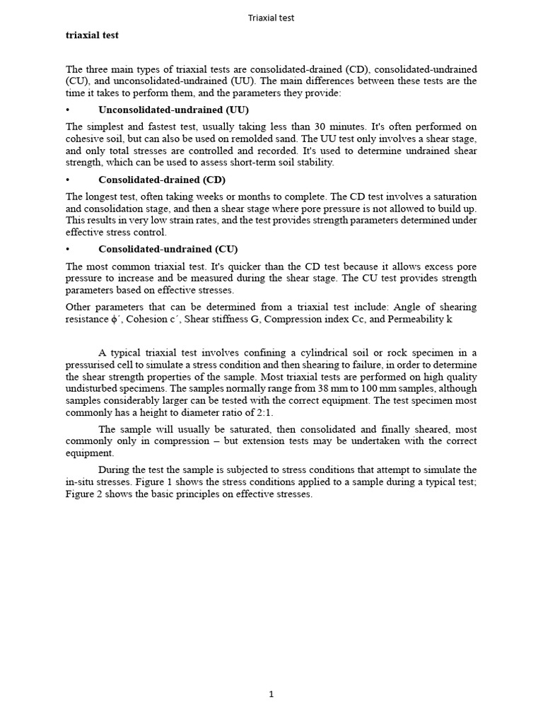 Types of Triaxial Tests Explained | PDF | Materials | Applied And ...
