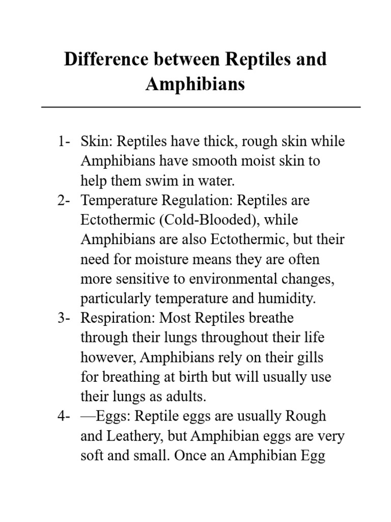Reptiles vs. Amphibians: Key Differences | PDF
