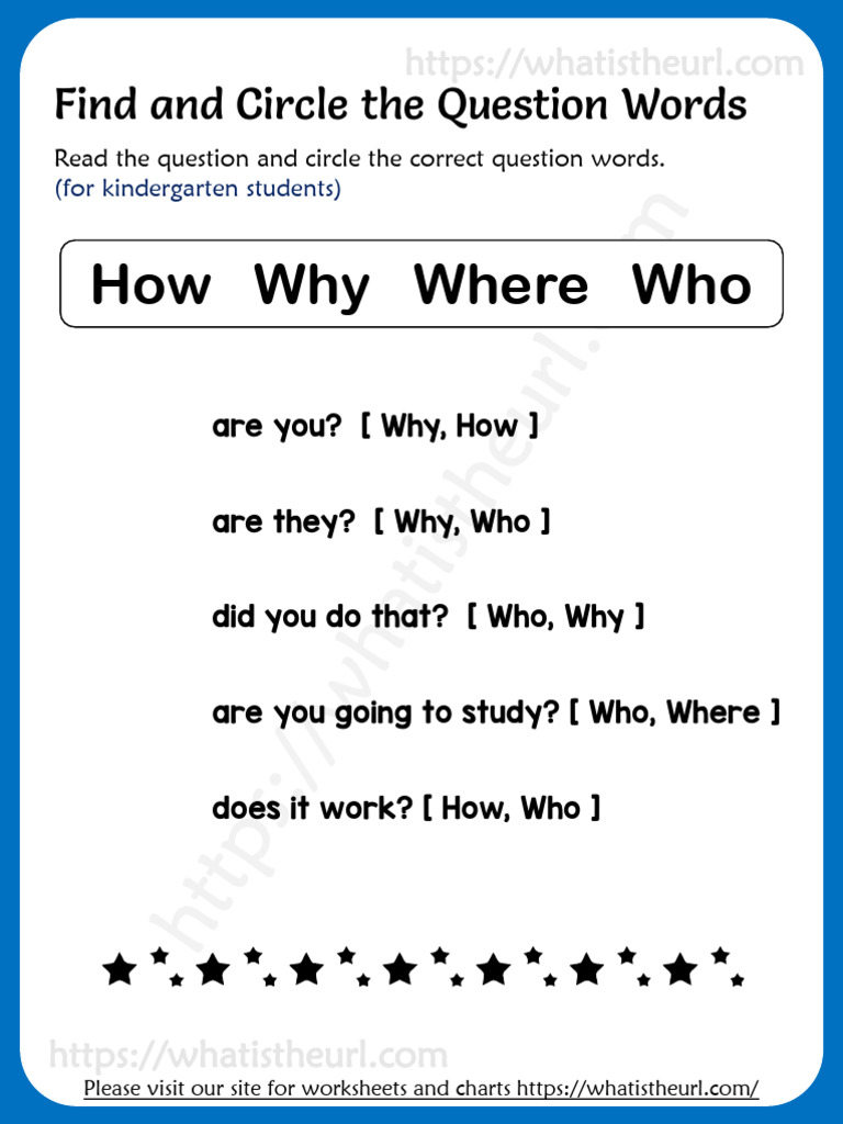 Question Words For Kindergarten | PDF