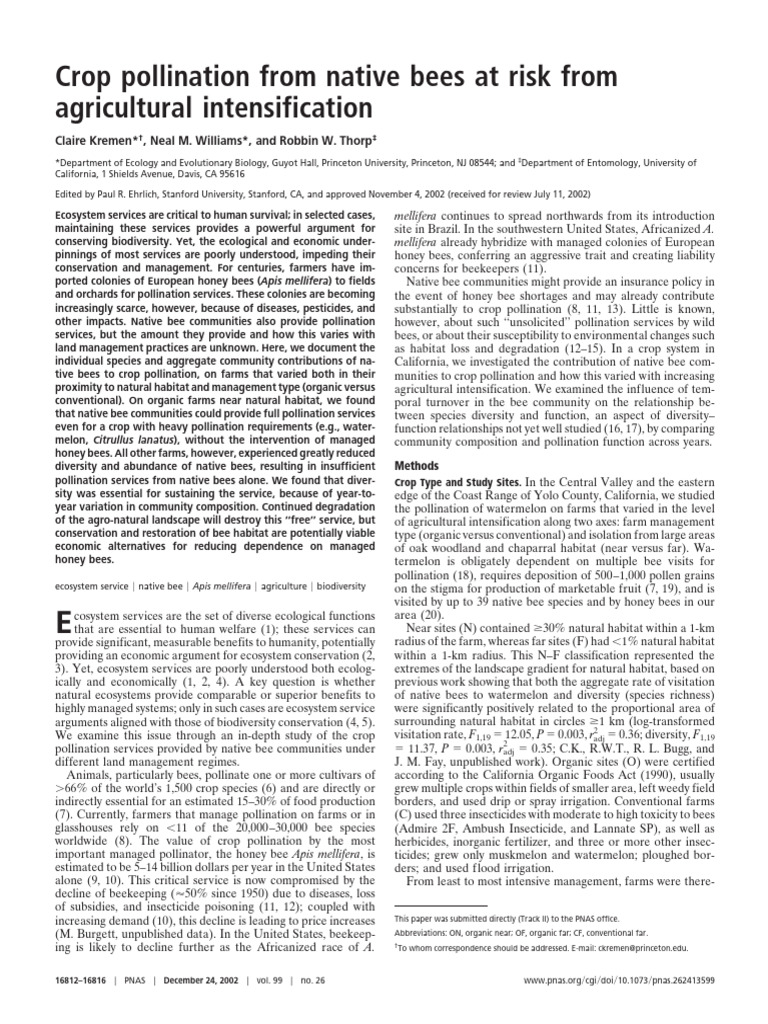 Native Bees' Role in Crop Pollination | PDF | Pollination | Bees