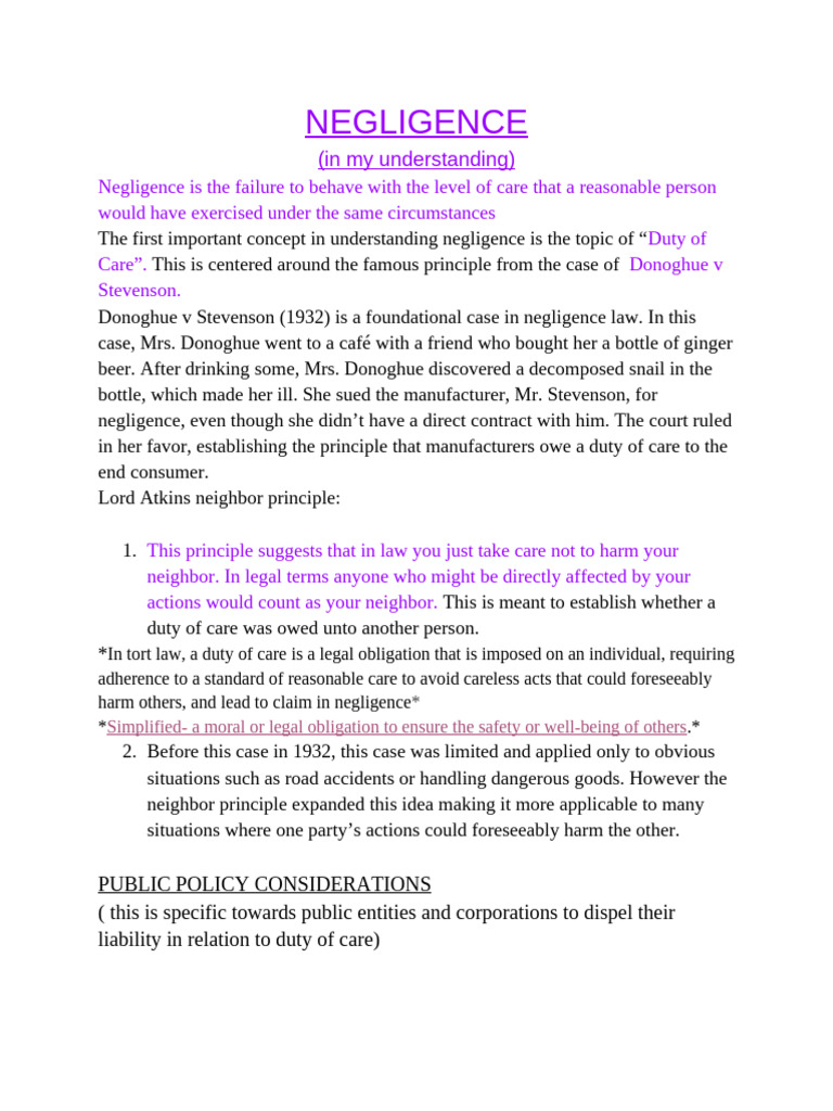 Negligence[1] | PDF | Negligence | Duty Of Care
