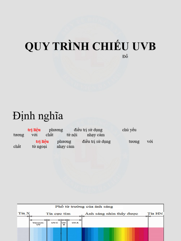 Quy trình chiếu NBUVB | PDF