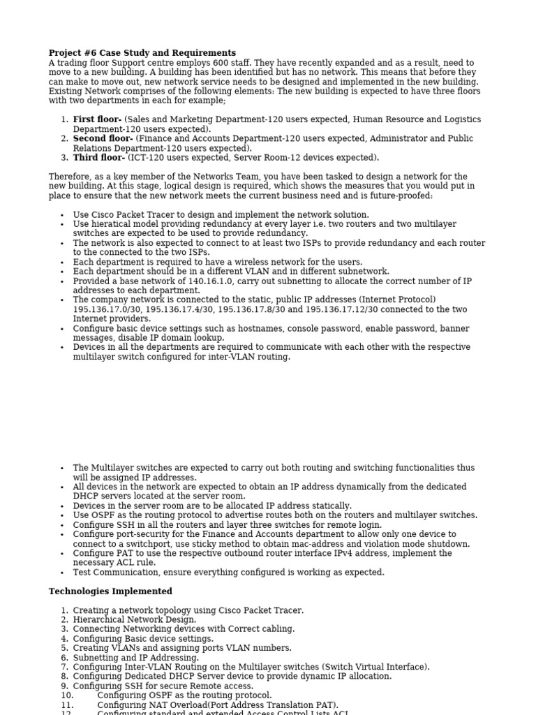 Network Design for New Office Building | PDF | Computer Network | Ip ...