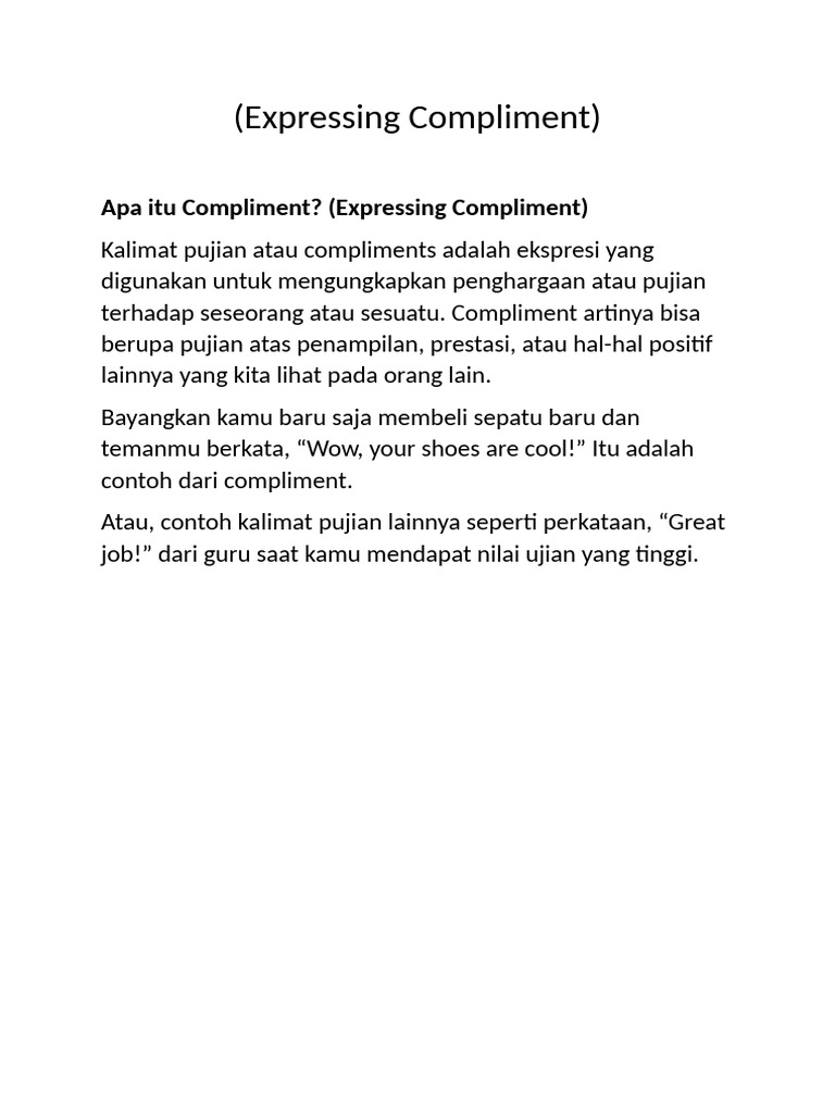 Expressing Compliment | PDF
