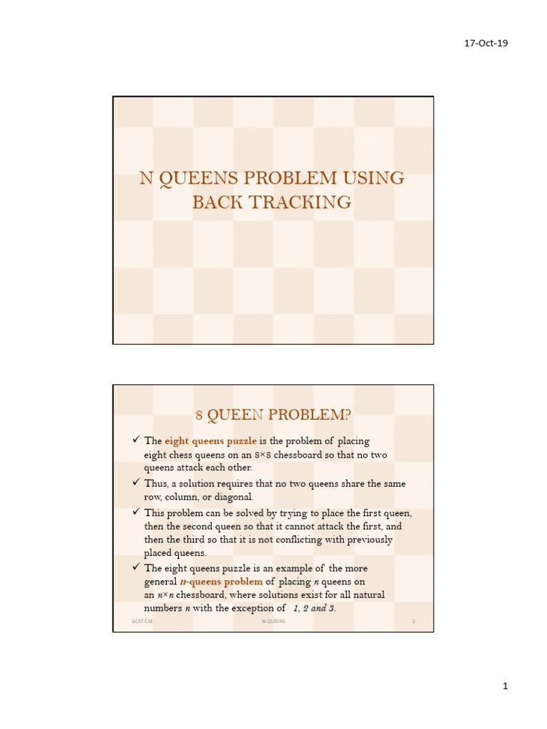 Backtracking Solutions for N-Queens | PDF