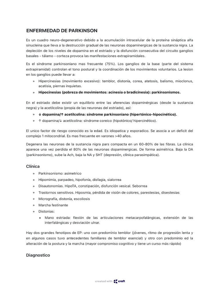 Enfermedad de Parkinson: Hipocinesias (Pobreza de Movimientos: Acinesia ...