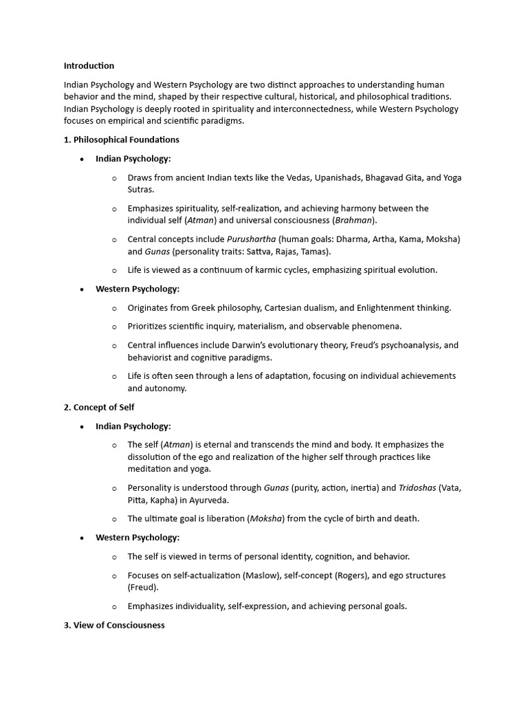 Indian Psych Vs Western Psych Answer Key | PDF | Ātman (Hinduism ...