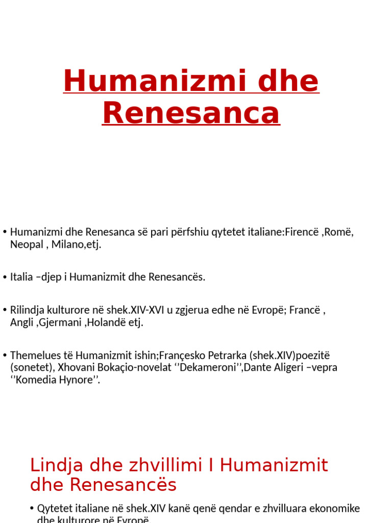17.humanizmi Dhe Renesanca | PDF