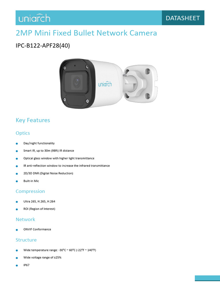 IPC-B122-APF28 (40) 2MP Mini Fixed Bullet Network Camera - 973720 ...