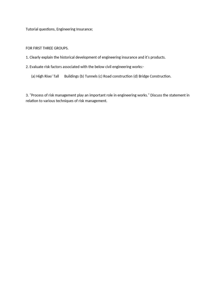 Engineering Insurance Tutorials | PDF