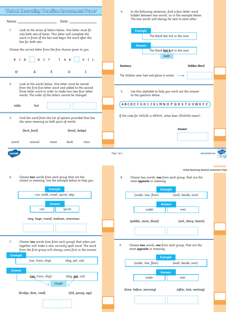 Verbal Reasoning Assessment Guide | PDF