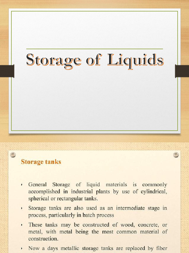Storage of Liquids | PDF