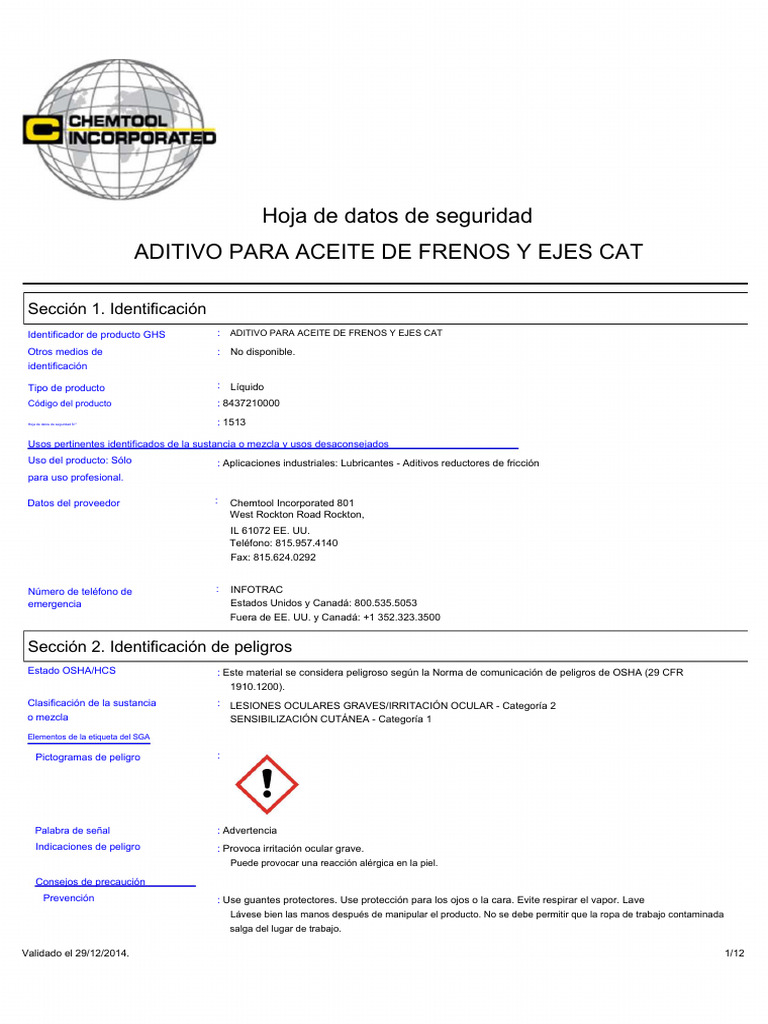 Cat Axle & Brake Oil Additive | PDF | Residuos | Agua