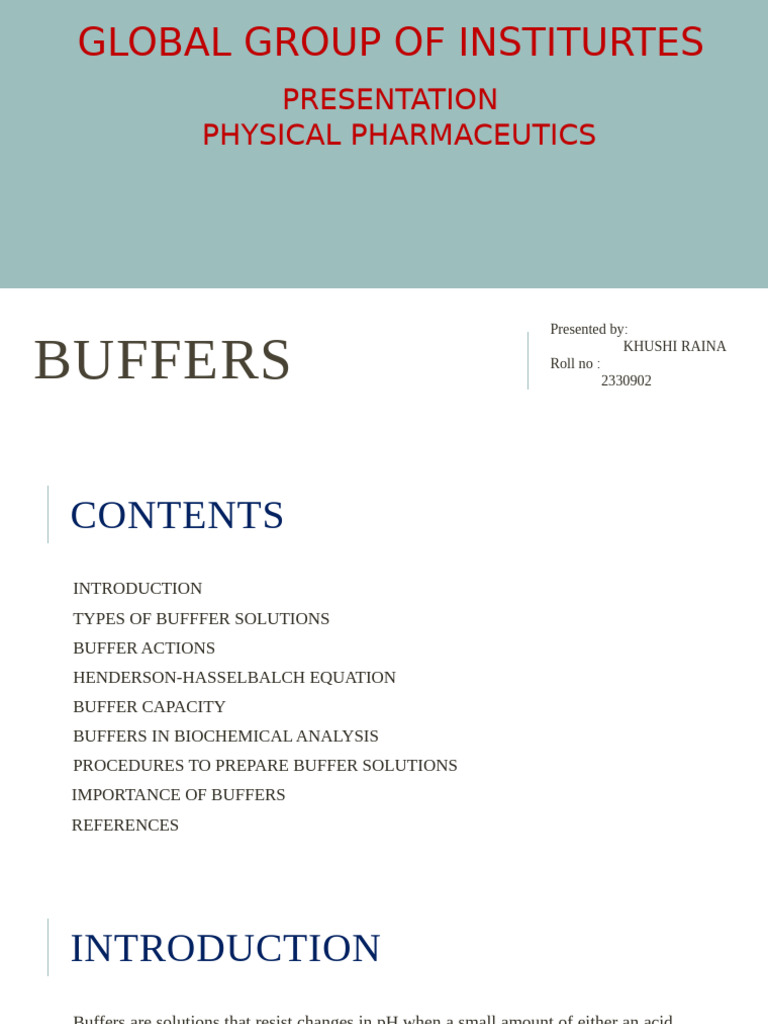 Presentation Buffer 1 | PDF | Buffer Solution | Acid
