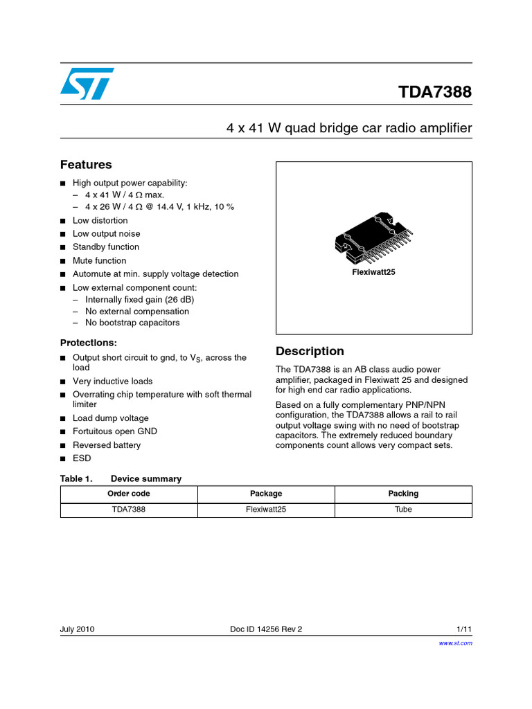 03 Tda7388 | PDF | Amplifier | Capacitor