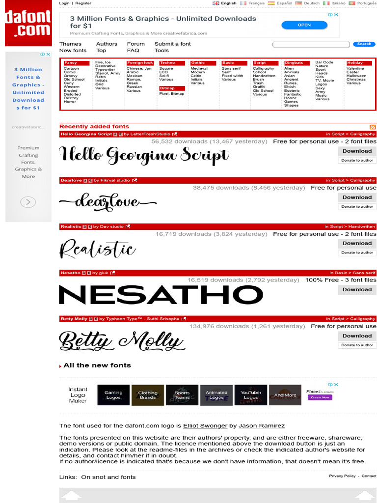 DaFont - Download fonts | PDF | Typefaces | Printing
