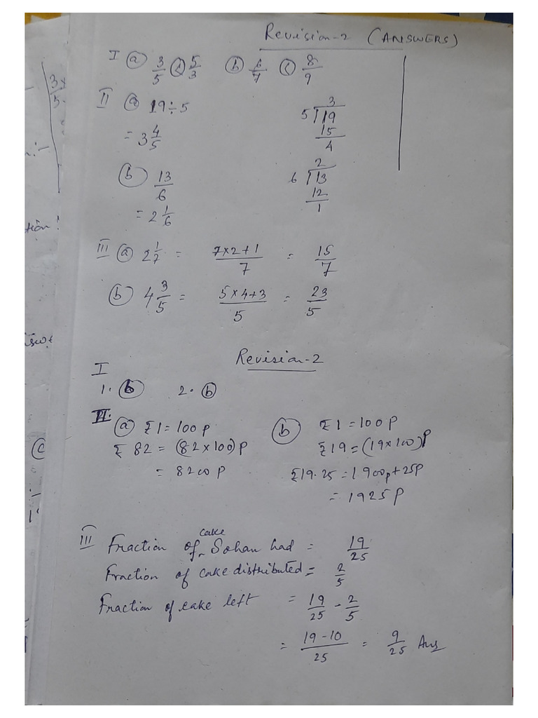 Answers of Rev 1&2 Mathematics | PDF