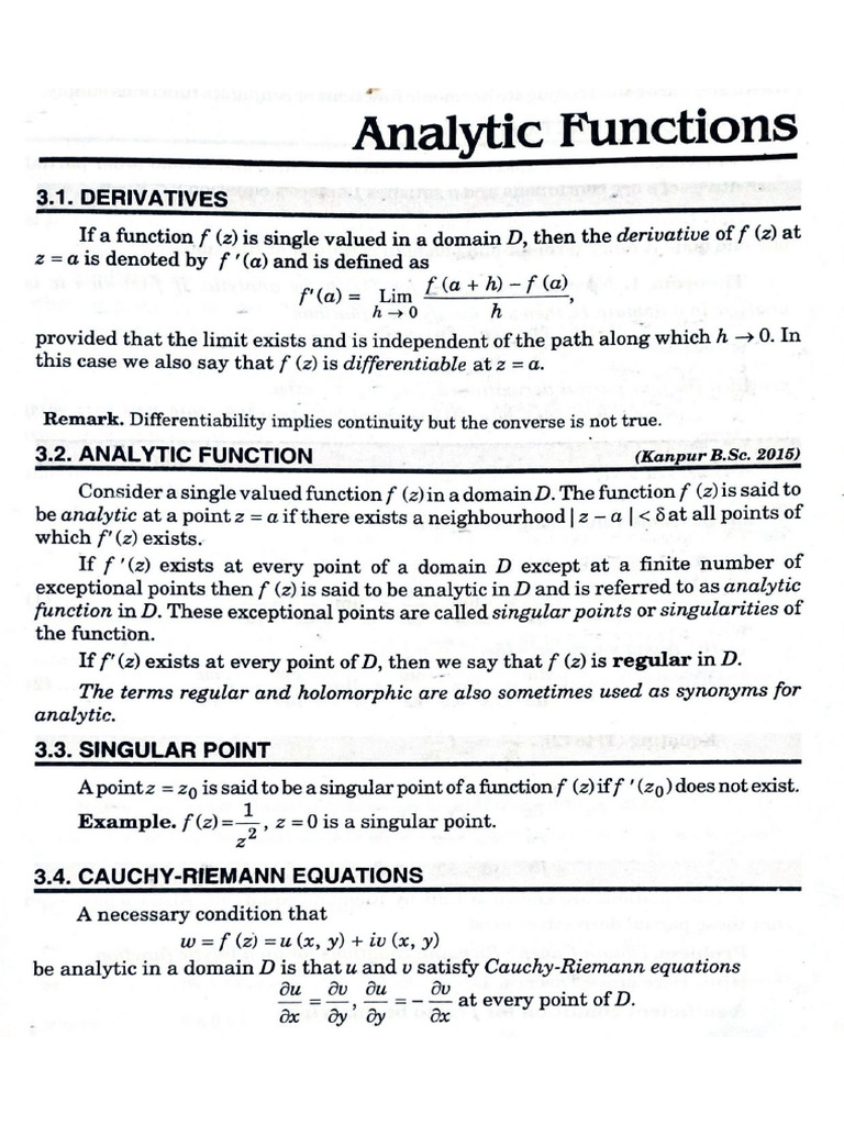 Analytic Function | PDF