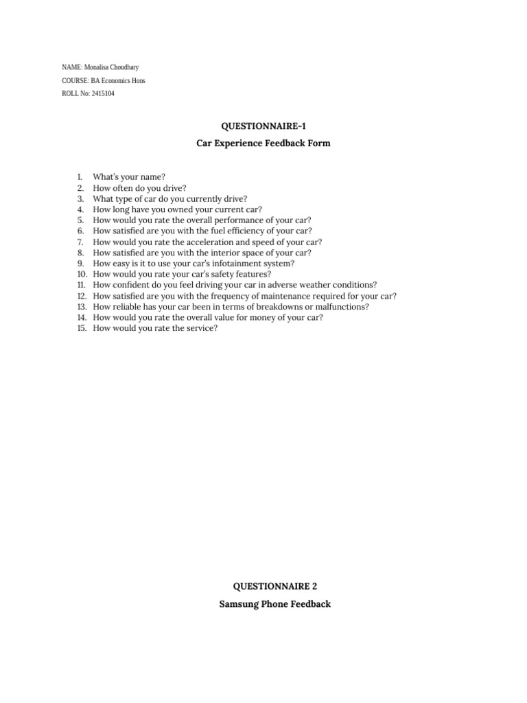 Questionnaire | PDF