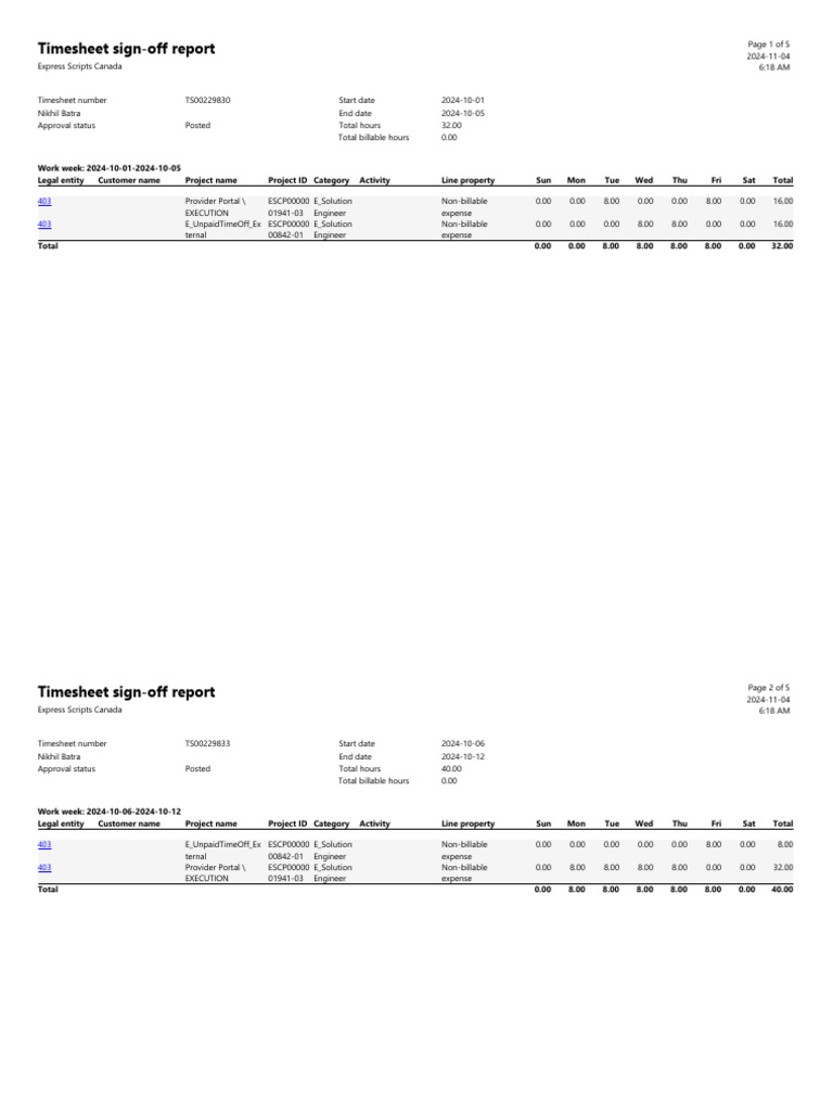 NIKHIL_BATRA_OCTOBER_2024_TIMESHEET | PDF
