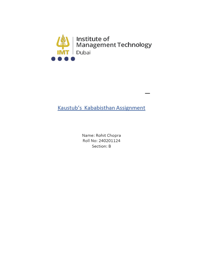 Rohit Chopra - 240201124 Kababisthan Assignment | PDF