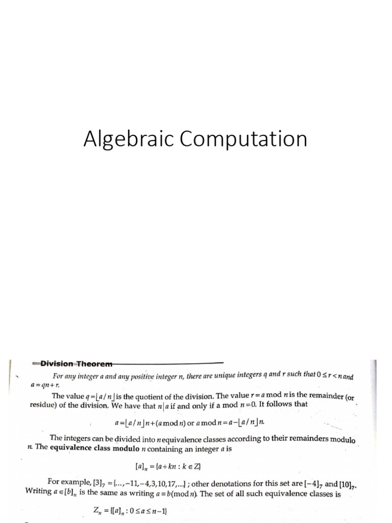 Algebraic Computation | PDF