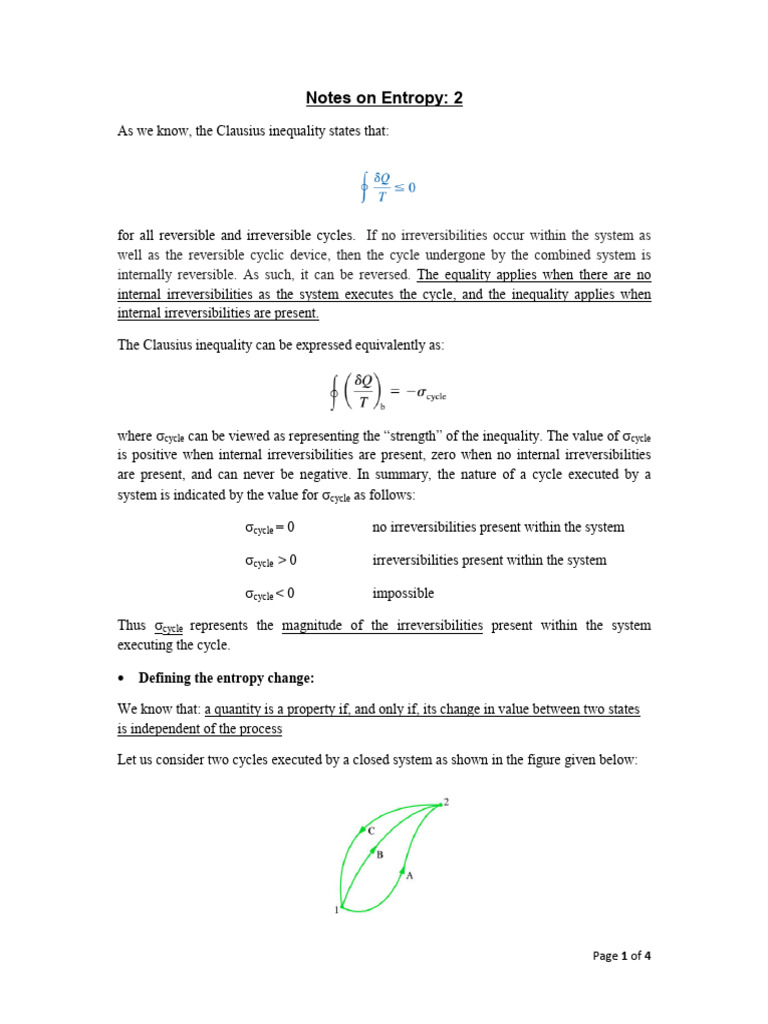 Notes on Entropy 2 | PDF | Mechanics | Physical Sciences
