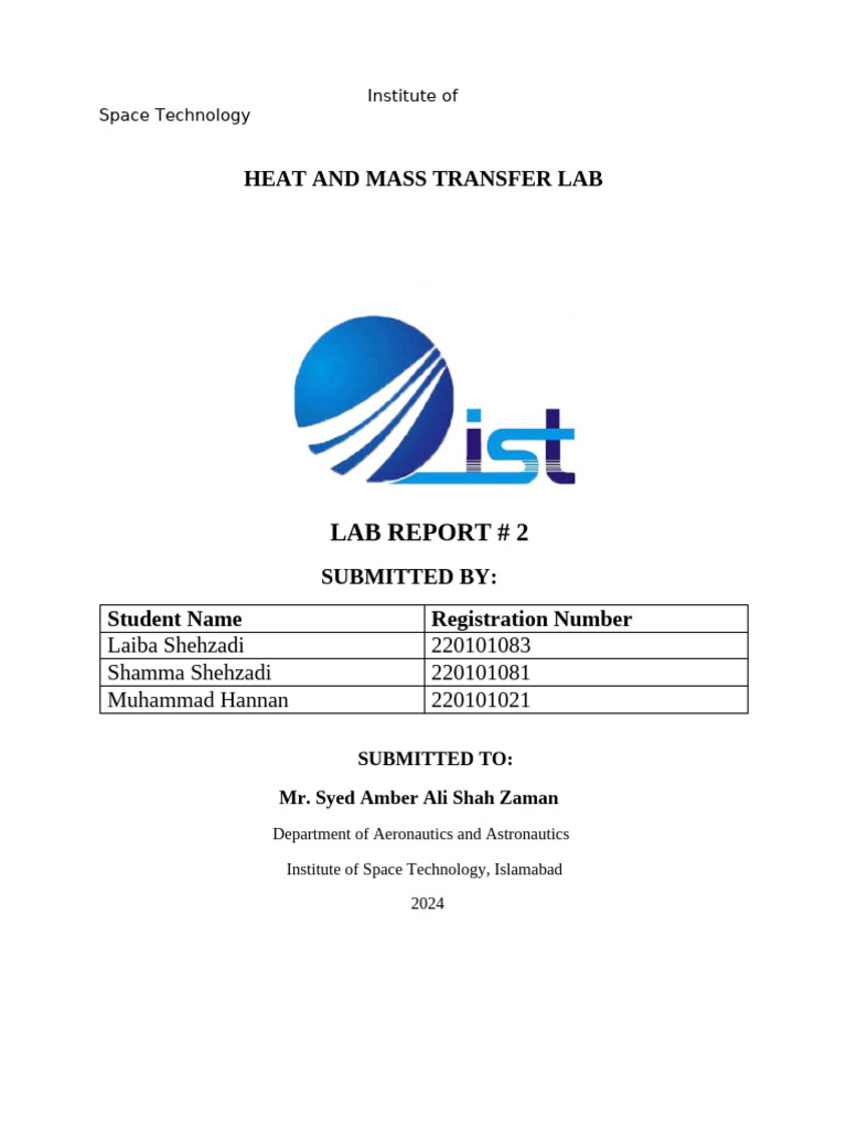 Heat and Mass Transfer Lab2 | PDF | Thermal Conduction | Heat Transfer