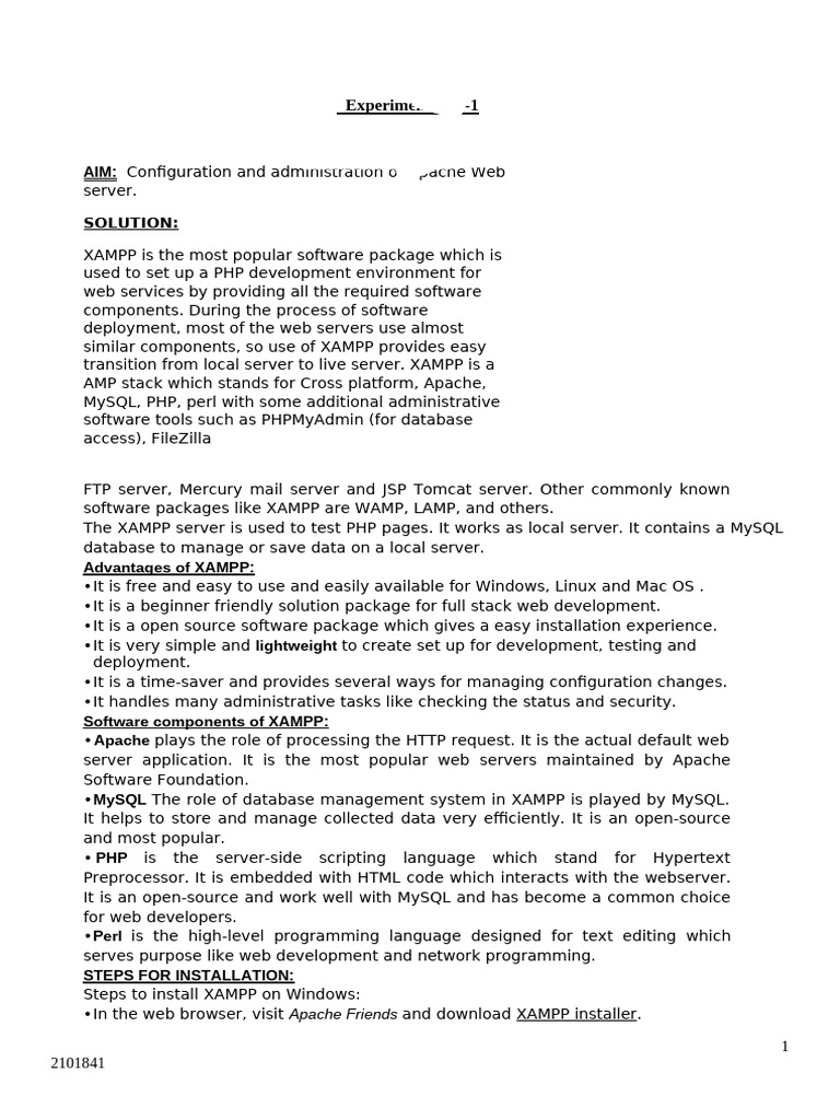 XAMPP Installation and HTML Basics Guide | PDF | Php | Web Server
