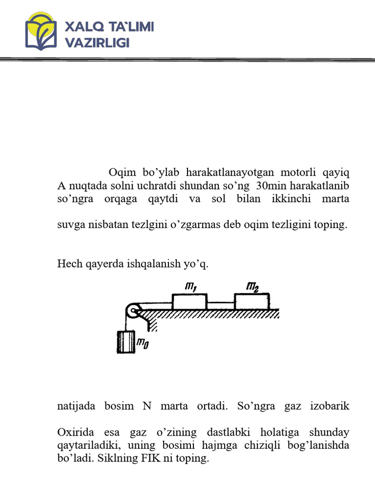 9 - Sinf Fizika Yozma Ish Uzb | PDF