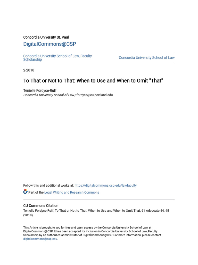 To That or Not To That - When To Use and When To Omit That | PDF ...