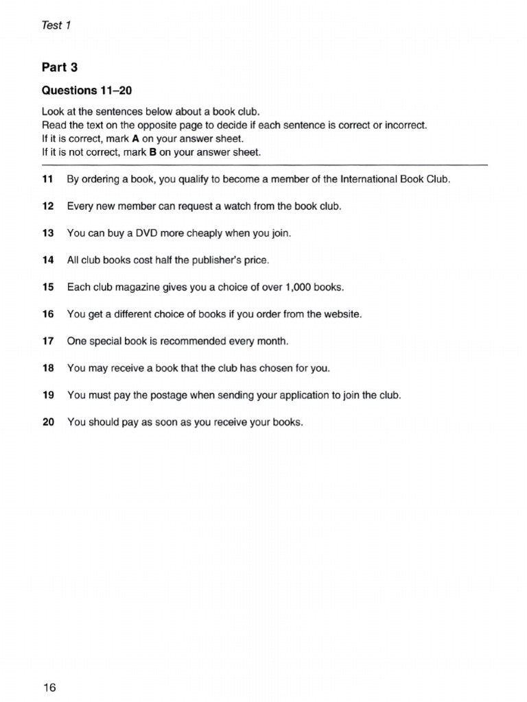 Reading Practice Tests 1-True False | PDF