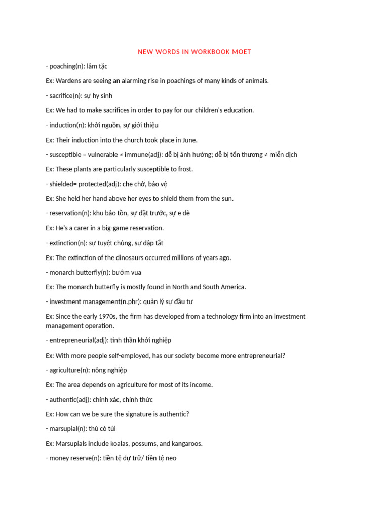 Vocabulary MOET and Reading | PDF